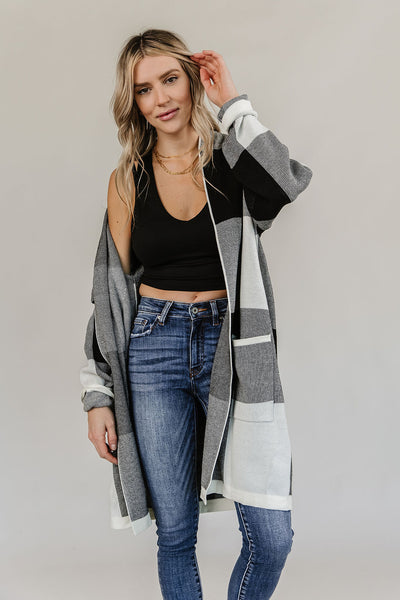 Windowpane Cardigan (Black) – Aspen Lace Boutique